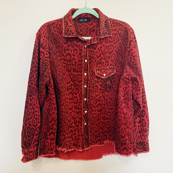 fab'rik | Jackets & Coats | Fabrik Red Corduroy Shacket Button Down ...